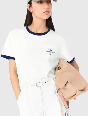 Maje Layered-look T-shirt With Embroidered Pocket