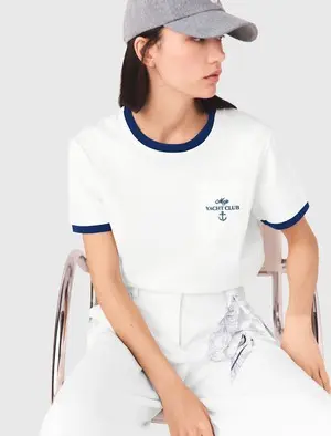 Maje Layered-look T-shirt With Embroidered Pocket