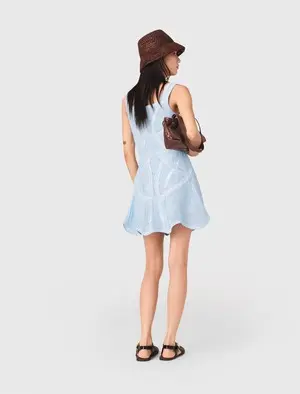 Maje Short Crochet Dress With Scalloped Hem