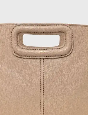 Maje Grained Leather M Bag With Fringe Detail - Mole