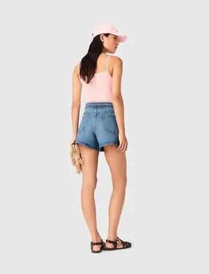 Maje Braided Belt Denim Shorts