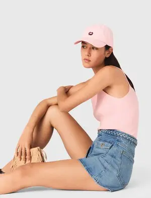 Maje Braided Belt Denim Shorts