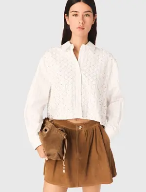 Maje Beaded Cropped Shirt