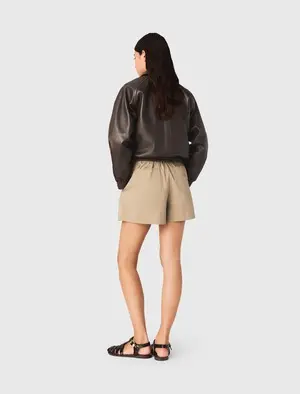Maje Cotton Straight-cut High-waisted Shorts