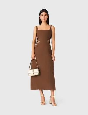 Maje Linen Blend Maxi Dress