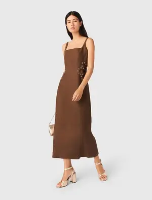 Maje Linen Blend Maxi Dress