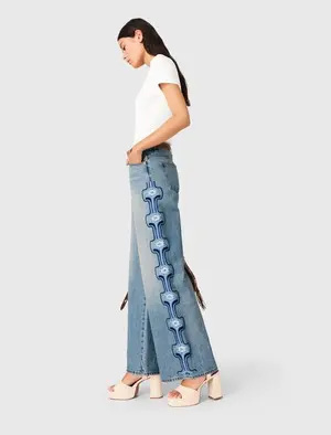 Maje Embroidered Wide-leg Jeans