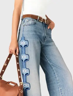 Maje Embroidered Wide-leg Jeans