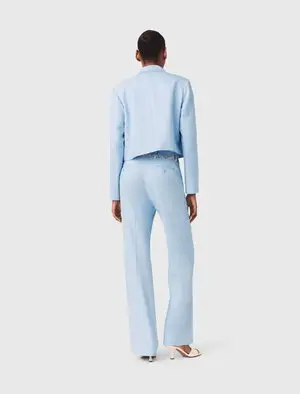 Maje Single-breasted Cropped Jacket With Gold Button Details - Blue Sky