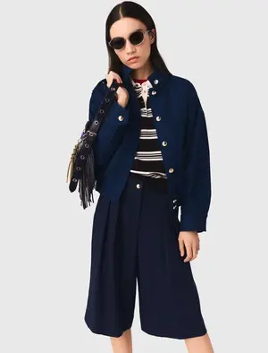 Maje Cotton Aviator Bomber Jacket