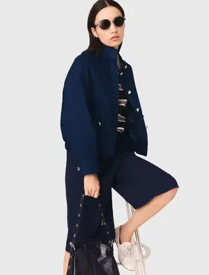Maje Cotton Aviator Bomber Jacket