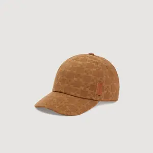 Sandro Denim Cap With Cross Pattern - Camel