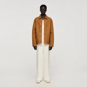 Sandro Square Cross Jacquard Denim Jacket