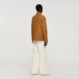 Sandro Square Cross Jacquard Denim Jacket