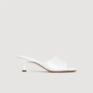 Sandro Smooth Leather Heeled Mules - White