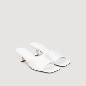Sandro Smooth Leather Heeled Mules - White