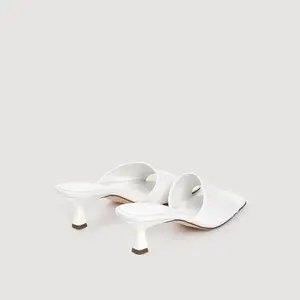 Sandro Smooth Leather Heeled Mules - White