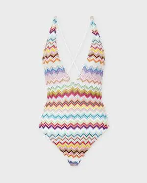Missoni Lamé Pixel Zigzag One-piece Swimsuit - Multicolor