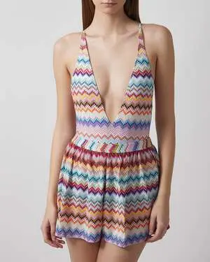 Missoni Lamé Pixel Zigzag One-piece Swimsuit - Multicolor