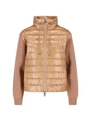 Herno Knitted And Nylon Puffer Brown