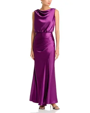 Aqua Draped Maxi Dress - Plum