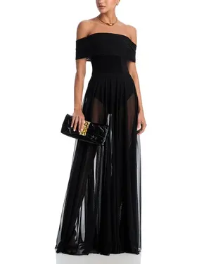 Norma Kamali Sleeveless Cowl Neck Flared Gown - Black
