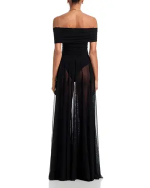 Norma Kamali Sleeveless Cowl Neck Flared Gown - Black