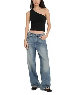 Good American Super Stretch One Shoulder Tank Top - Black
