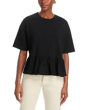 The Great. The Oversized Ruffle Tee - True Black