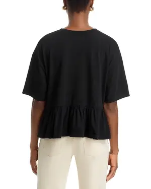 The Great. The Oversized Ruffle Tee - True Black