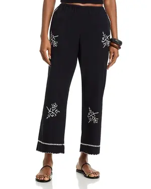 The Great. Embroidered Wide-leg Pants