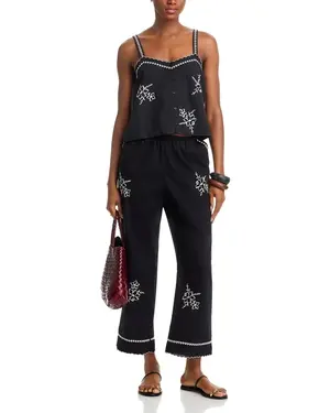 The Great. Embroidered Wide-leg Pants