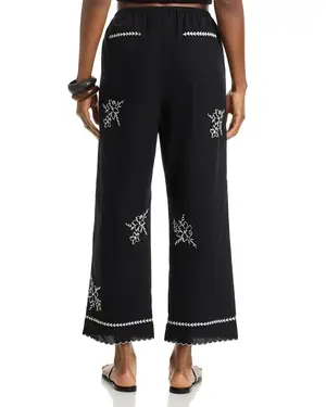 The Great. Embroidered Wide-leg Pants