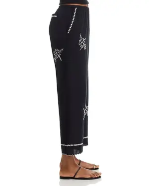 The Great. Embroidered Wide-leg Pants