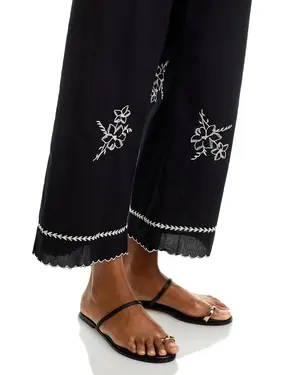 The Great. Embroidered Wide-leg Pants