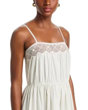 The Great. Rosette Crochet Midi Dress - Cream