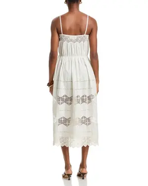 The Great. Rosette Crochet Midi Dress - Cream