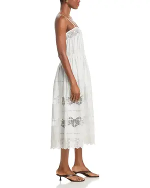 The Great. Rosette Crochet Midi Dress - Cream