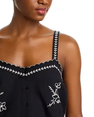 The Great. Embroidered Tank - Black