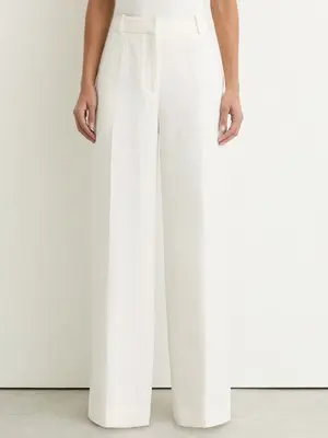 REISS Alyx Linen-blend Wide-leg Trousers - White