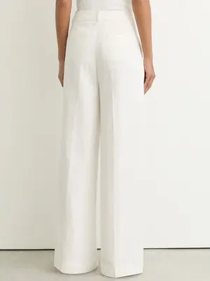 REISS Alyx Linen-blend Wide-leg Trousers - White