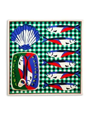 Echo Tinned Fish Silk Bandana - Leaf Green