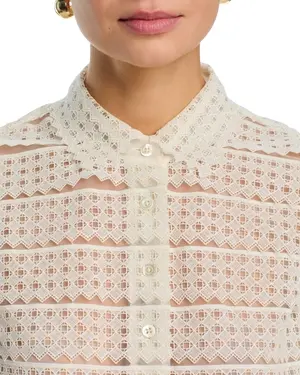 FRAME The Lattice Crochet Top