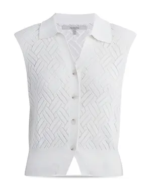 Hudson Jeans Knitted Sleeveless Collared Top