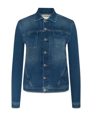 L'Agence Celine Slim Fit Denim Jacket - Authentic