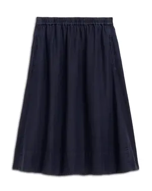 ALEX MILL Linen Midi Skirt - Dark Navy