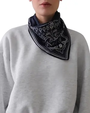LESCARF Blue Paisley Silk Scarf - Navy