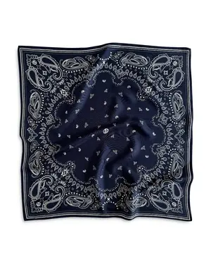 LESCARF Blue Paisley Silk Scarf - Navy
