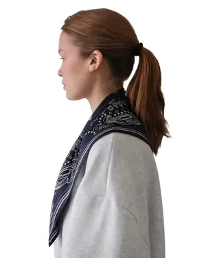 LESCARF Blue Paisley Silk Scarf - Navy