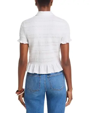 Veronica Beard Ellisandra Smocked Ruffled Blouse